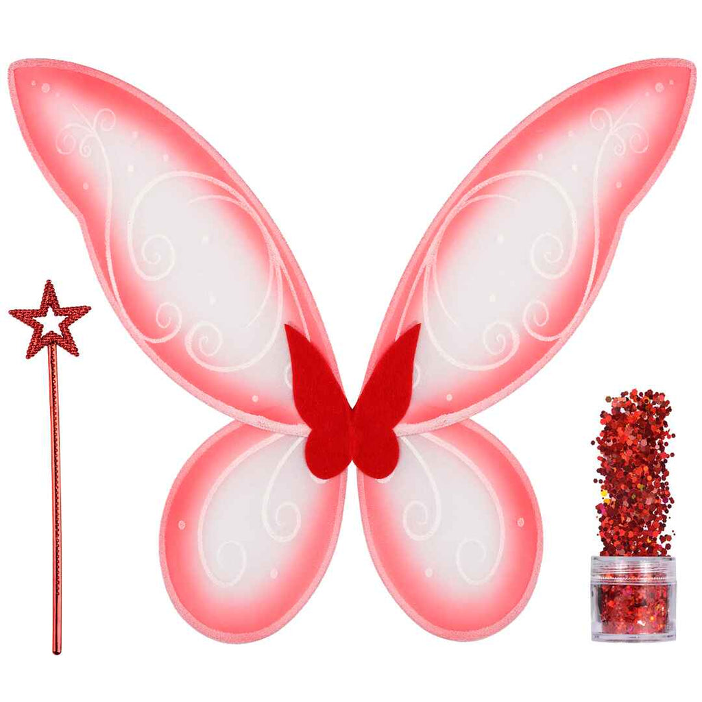 Red Fairy Wings - Fairy Costume Accessories for Women - FUNCREDIBLE