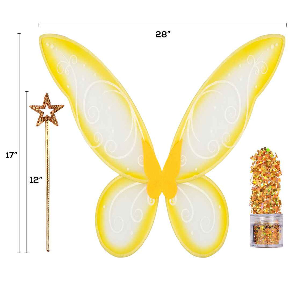 Gold Fairy Wings - Fairy Costume Accessories for Women - FUNCREDIBLE